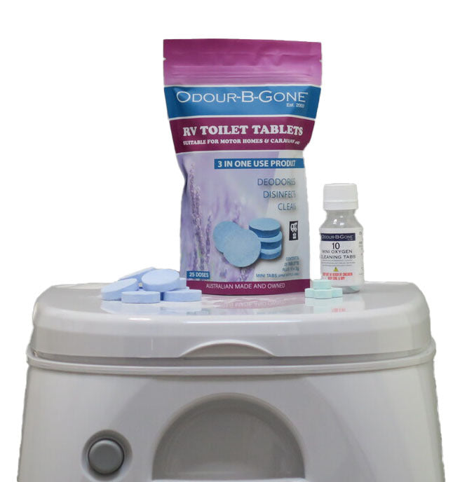 Odour B Gone 25x8g RV Toilet Tablets With 10x2g Mini Oxygen Tablets ...