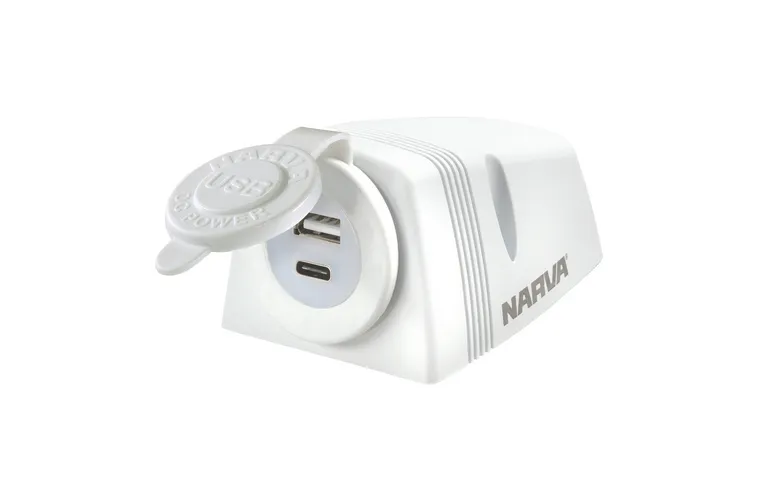 Narva Heavy-Duty Surface Mount Dual USB/USB-C Socket 81156 white ...