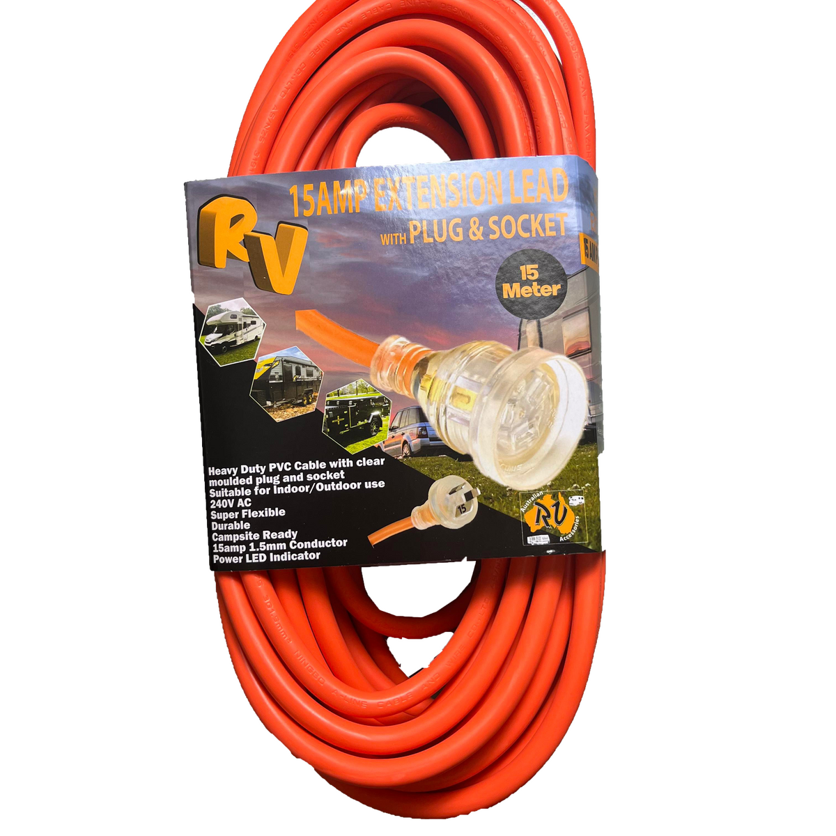 15M Australian RV 15amp Extension Lead – Award RV Superstore
