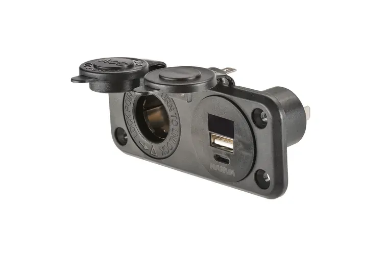 NARVA Flush Mount Socket ACC/USB A + USB C (81170BL) – Award RV Superstore