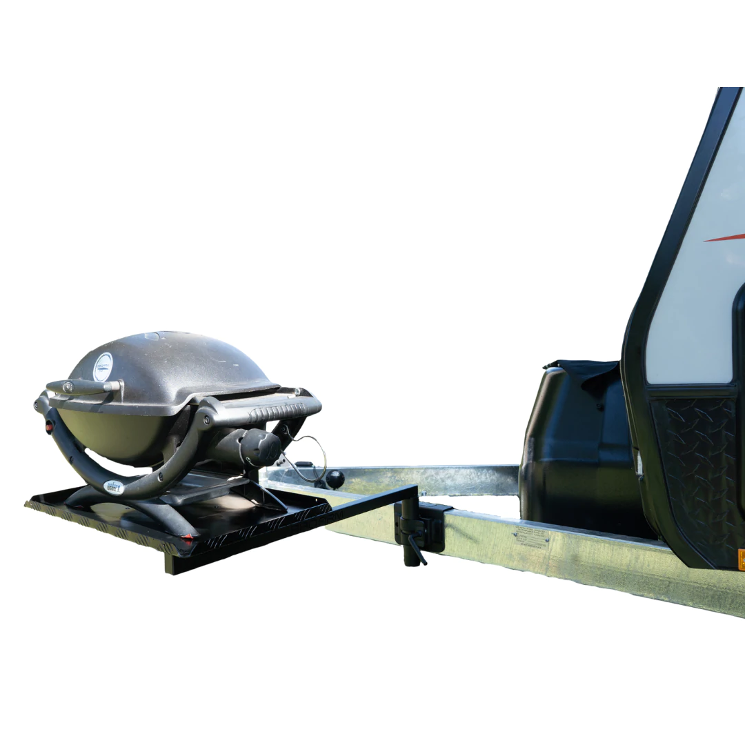 BBQ Arm Kit for Caravan or Trailer 850mm Arm, Reg Tray Black, Draw bar ...