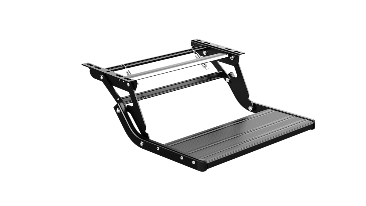 On The Road RV Single Step with LED Light Black – Award RV Superstore