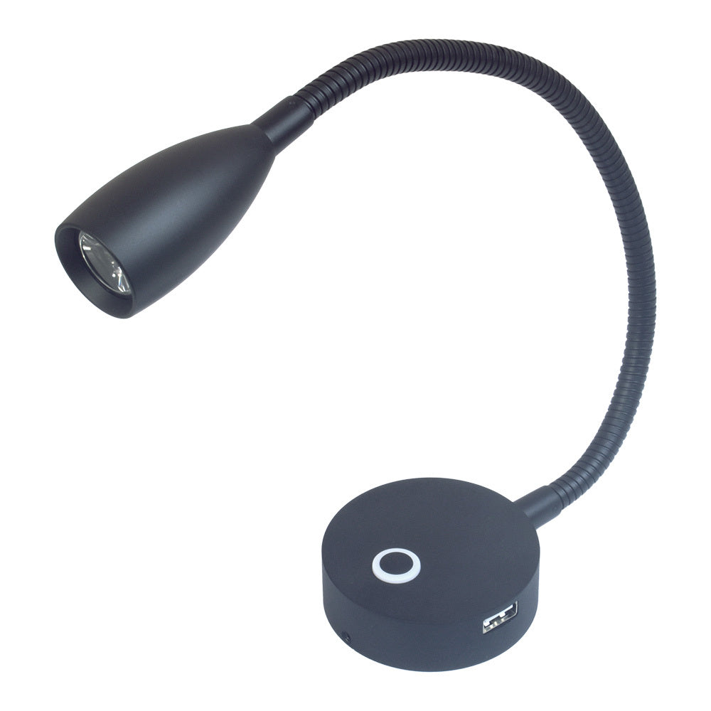 Gooseneck Reading light with USB - Black – Award RV Superstore